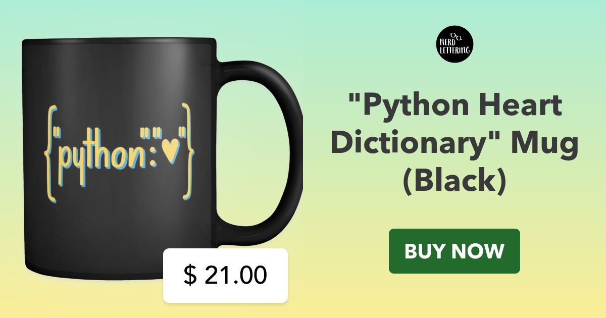 "Python Heart Dictionary" Mug (Black) Nerdlettering